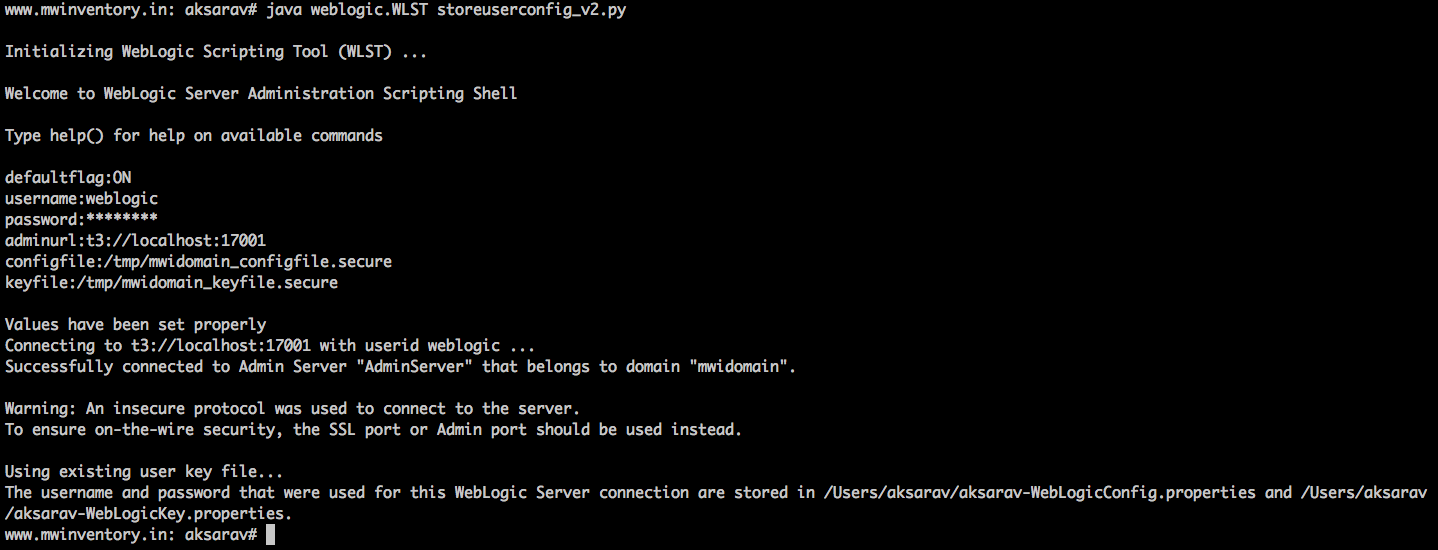Weblogic WLST storeuserconfig - Security Best Practice