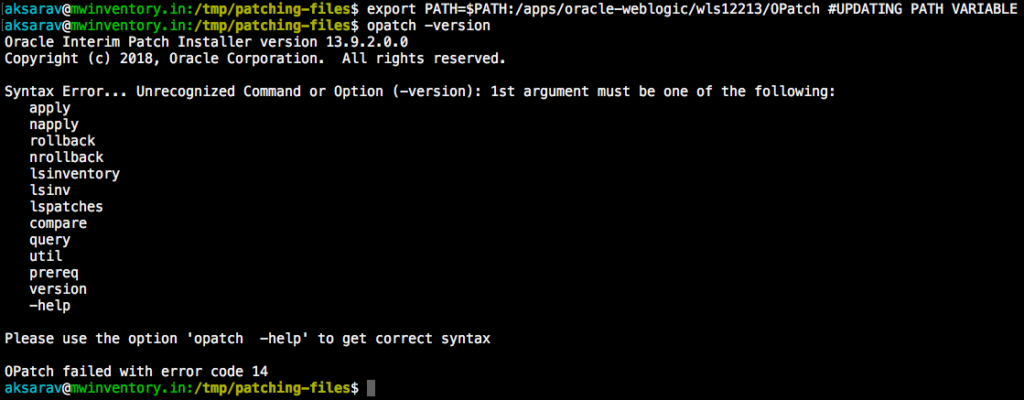 How to download and apply/remove patch in weblogic - step by step