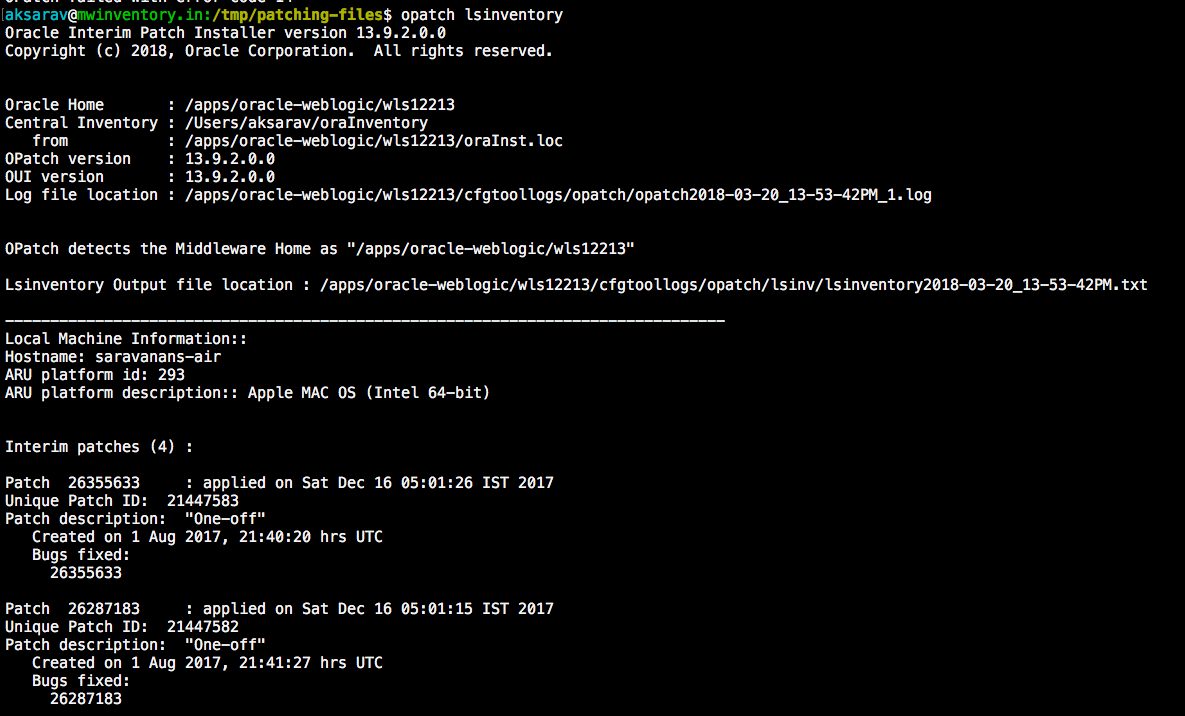 How to download and apply/remove patch in weblogic - step by step