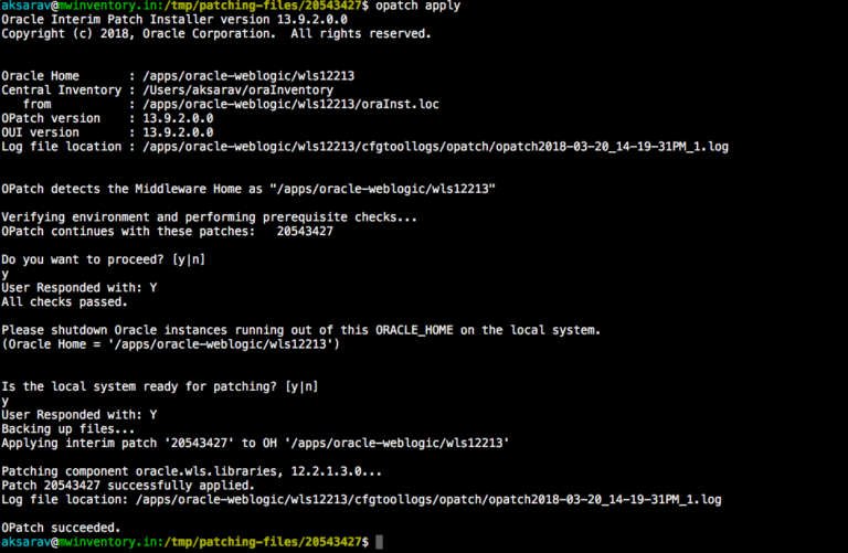 How to download and apply/remove patch in weblogic - step by step