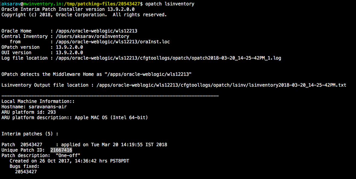 How to download and apply/remove patch in weblogic - step by step