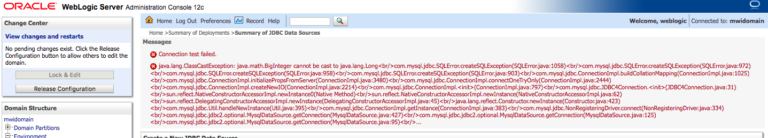Weblogic Datasource Exception Javalangclasscastexception Javamathbiginteger 9838