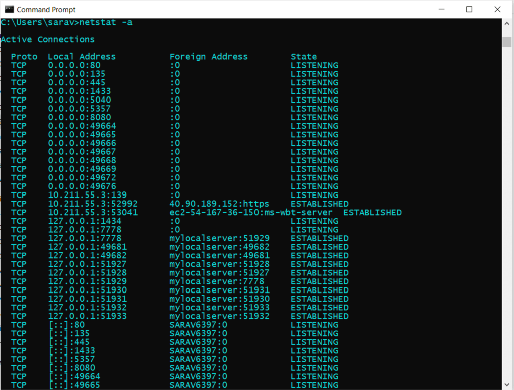 Netstat command windows - Usage and Examples | Devops Junction Netstat command windows - Usage and Examples | Devops Junction