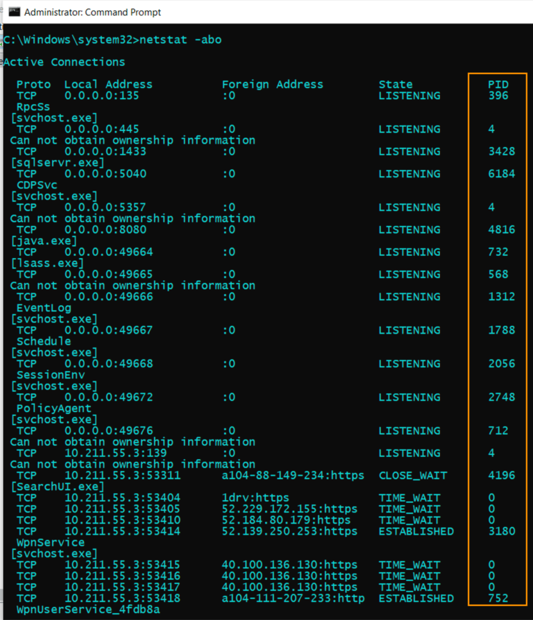 Netstat command windows - Usage and Examples | Devops Junction