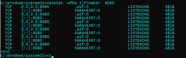Netstat command windows - Usage and Examples | Devops Junction