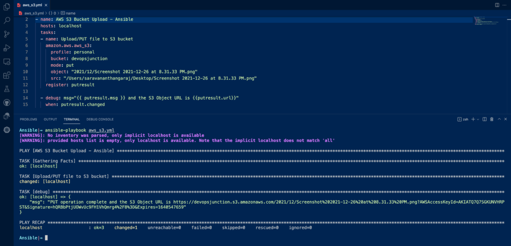 How to use ansible with S3 - Ansible aws_s3 examples | Devops Junction