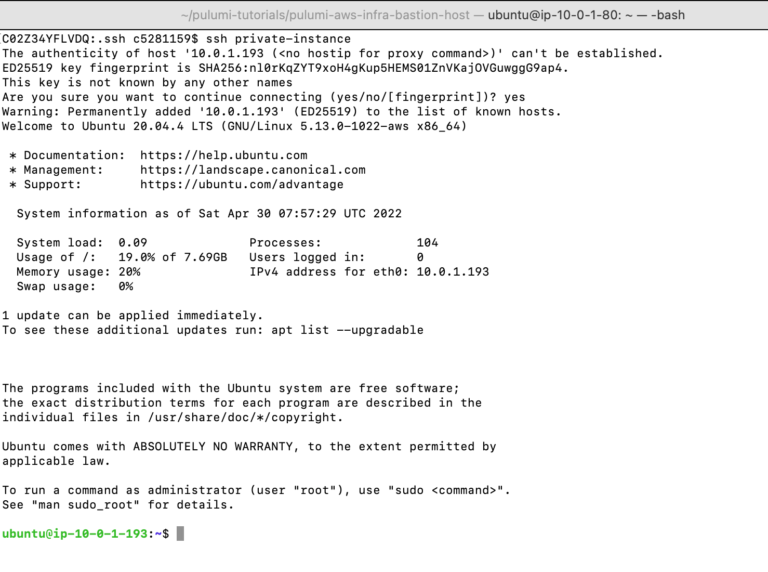 Pulumi AWS Example - Creating VPC, Subnets, EC2, Bastion host