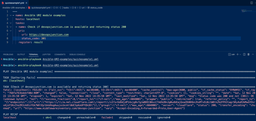 Ansible URI module Examples - How to use Ansible URI | Devops Junction Ansible URI module Examples - How to use Ansible URI | Devops Junction
