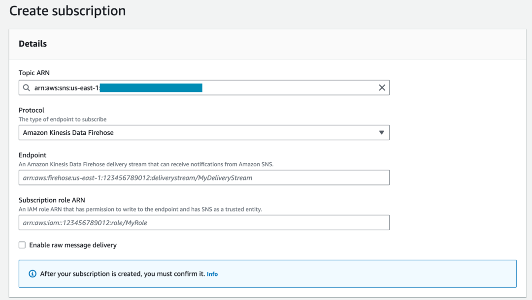 How to Send SNS messages to S3 - using AWS Kinesis Data Firehose