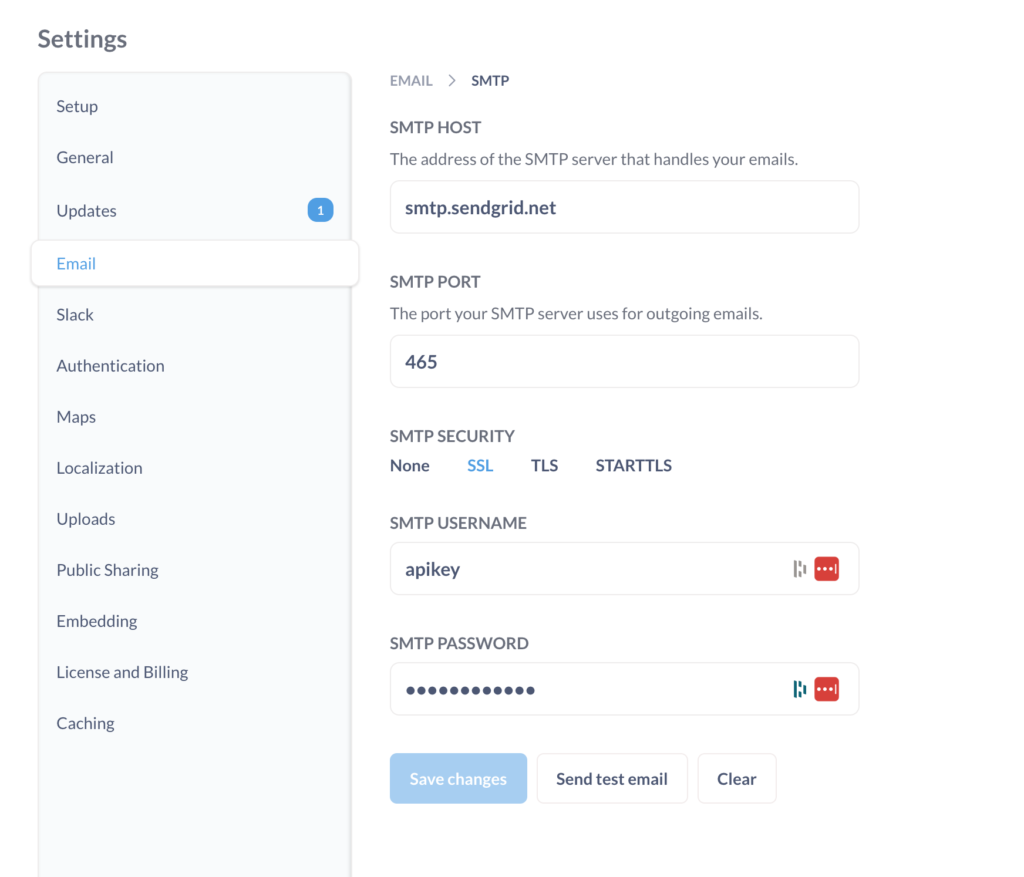 How to configure Sendgrid as an SMTP Relay on Metabase