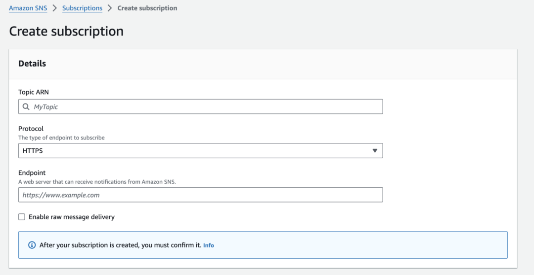 How to Subscribe Private Endpoint Internal HTTP URL to SNS - AWS